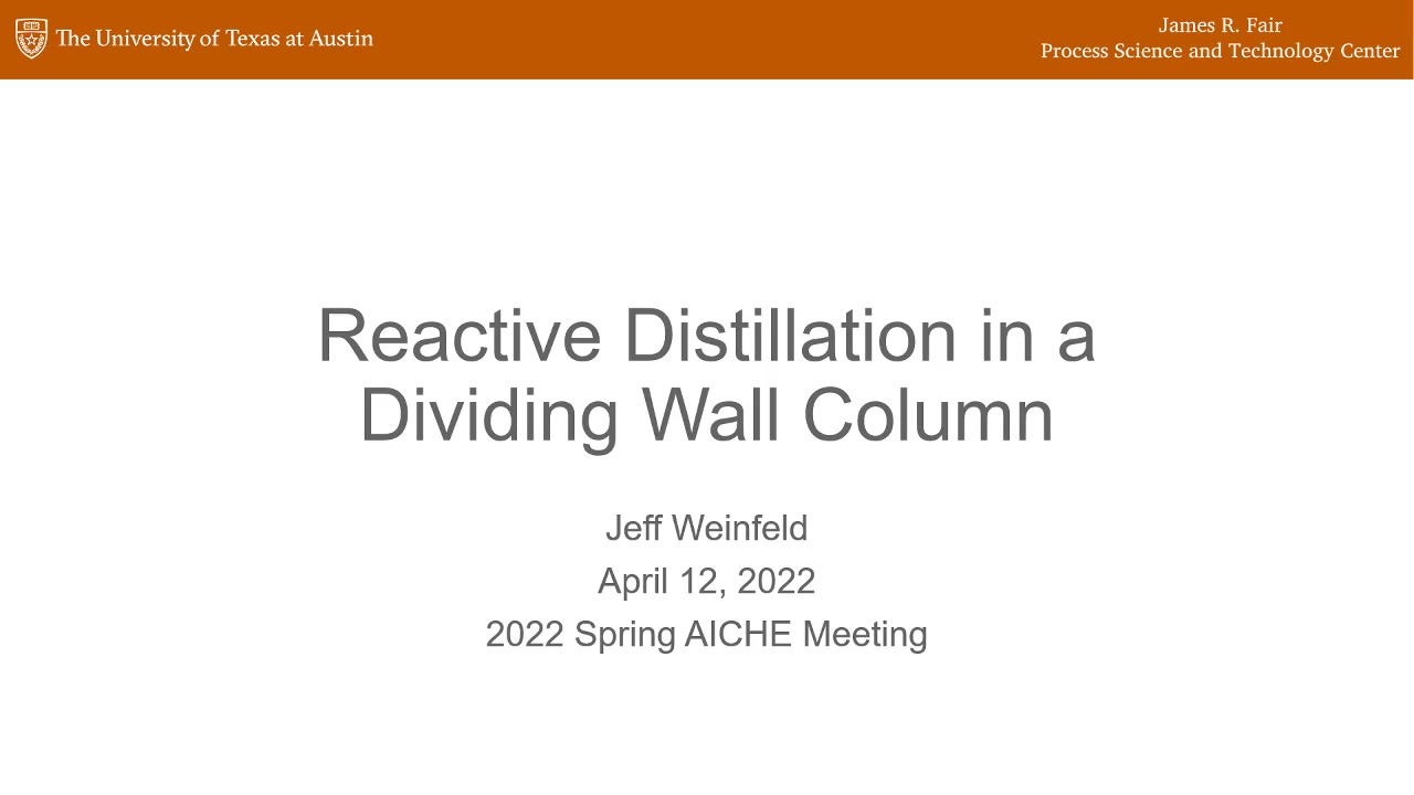 Reactive Distillation in a Dividing Wall Column | AIChE