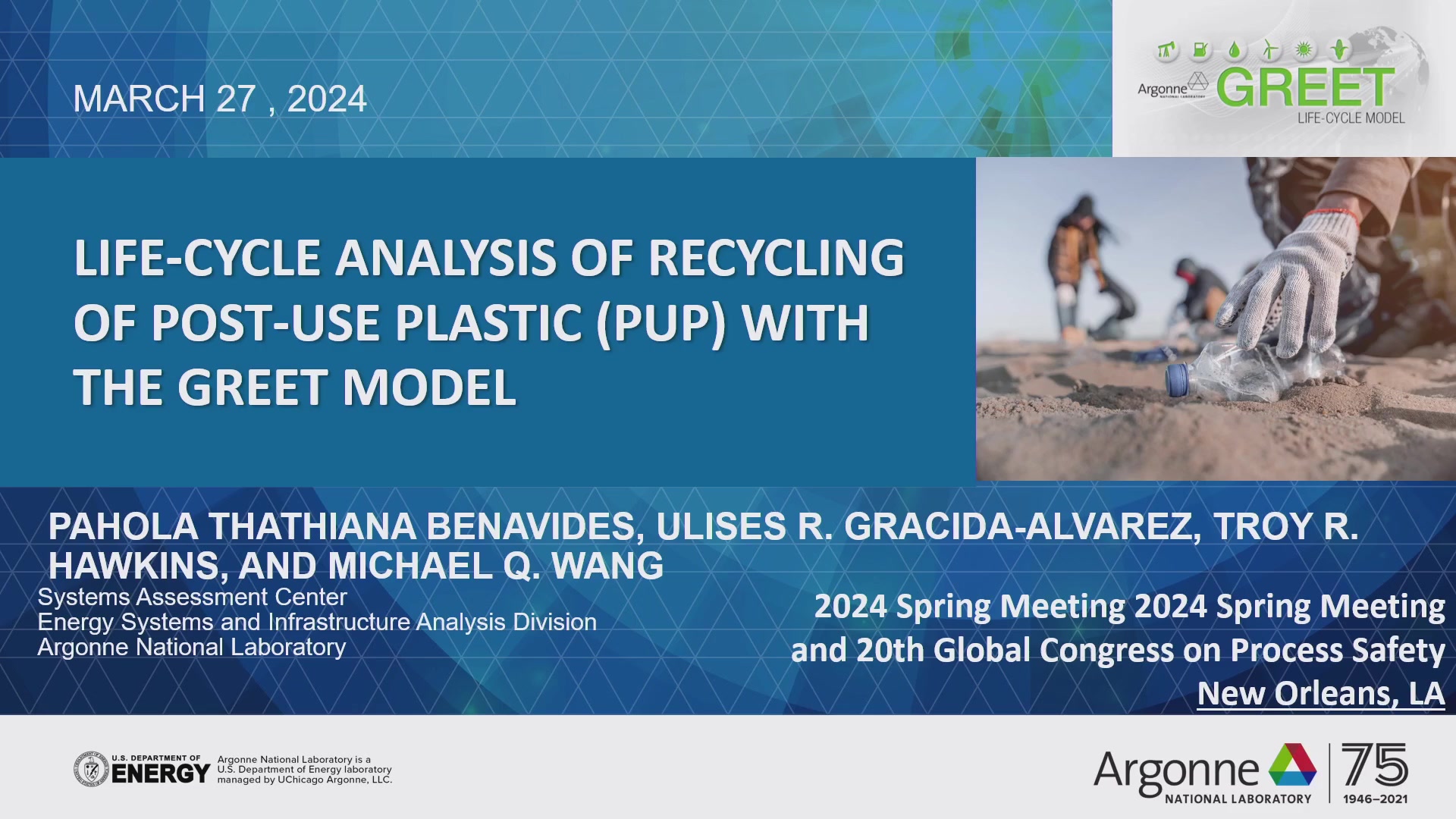 Life-Cycle Analysis of Recycling of Post-Use Plastic (PUP) with the ...